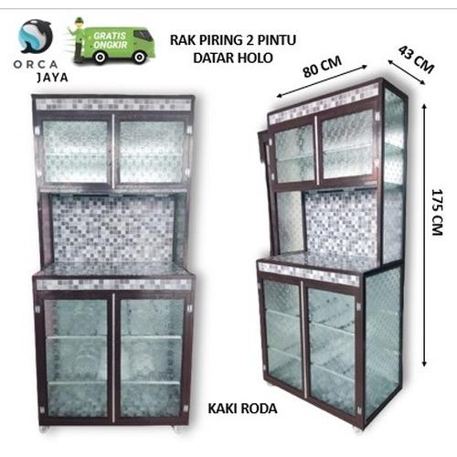Jual RAK PIRING 2 PINTU DATAR TIANG HOLO/RAK PIRING ALUMUNIUM/RAK ...