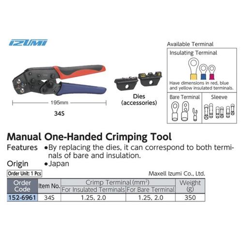 Jual Crimping Tool With Dies for Insulation and Bare Terminals IZUMI ...
