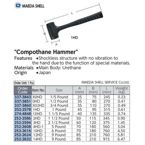 Jual Varian MAEDA SHELL Compothane Hammer. Urethane Shock-less Hammer ...