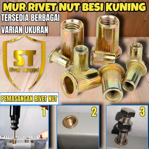 Jual MUR RIVET NUT KUNING RIVNUT BESI CARBON STEEL - NUTSERT TANAM ...