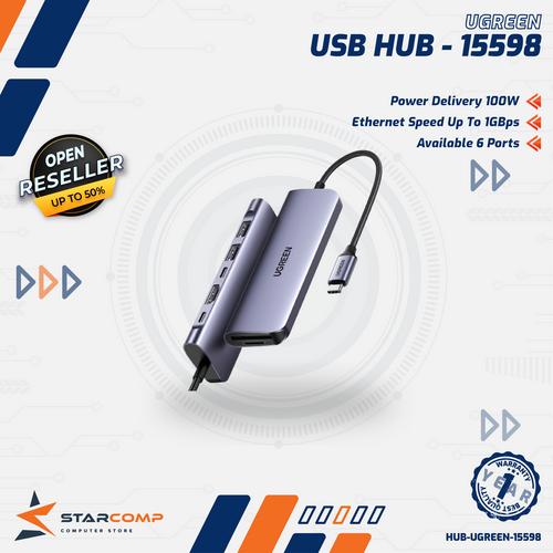 Jual UGREEN 15598 USB HUB 6 in 1 USB C MultiFunction Adapter 4K 30Hz ...