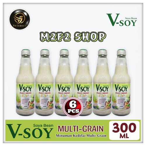 Jual V-Soy Soya Bean Multi Grain Barley Susu Kedelai Botol - 300 ml (6 ...
