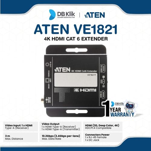 Promo Aten VE1821 Hdmi Cat 6 Extender 4K 40m - Extender Hdmi to Rj45 ...