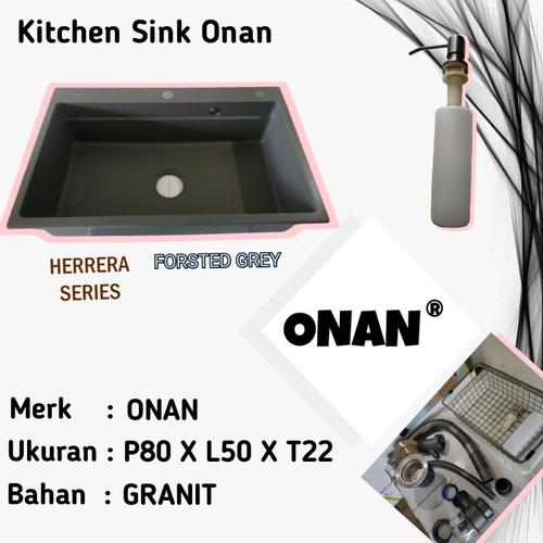 Jual Kitchen Sink Granit ONAN 8050 Frosted Grey+Kran Panas Dingin Onan ...
