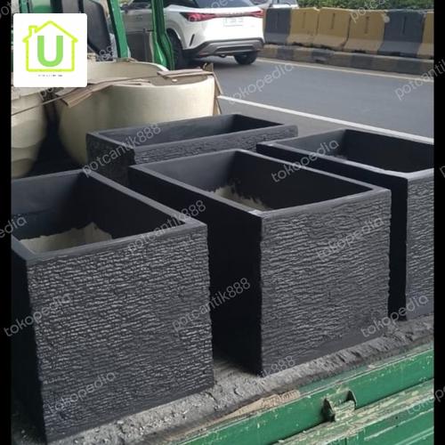 Jual pot teraso pot kotak persegi panjang cacah cat abu tua70 x 40 x 40 ...