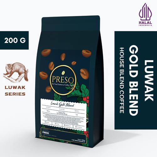 Promo PRESO Kopi Luwak Gold Blend House Blend 200 Gram - Biji Kopi ...