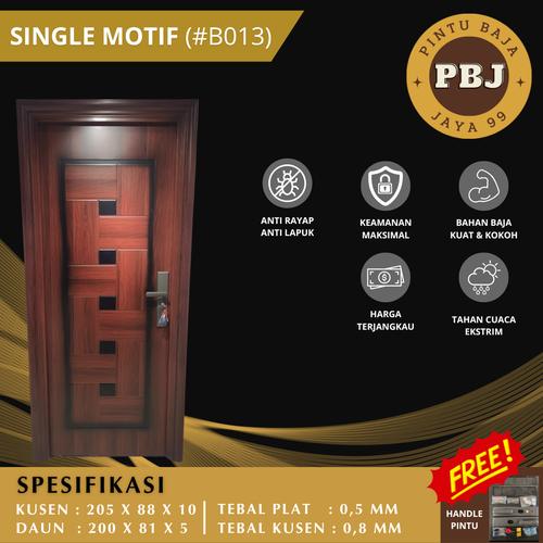 Jual PINTU RUMAH SINGLE LAPIS BAJA MOTIF KAYU COKLAT ELEGAN (B013) - PBJ99 - KIRI - Kab ...