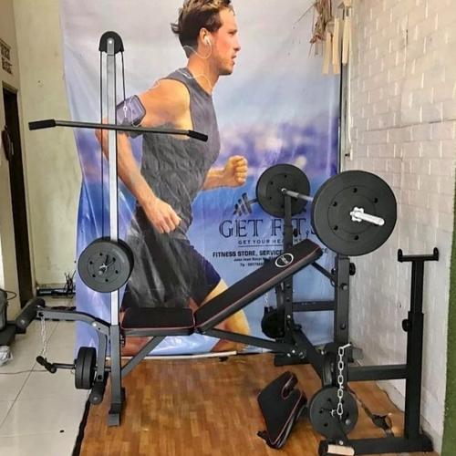 Jual Alat Fitness GYM 1 Set Bench Press Lat Pulldown Rubber Puzzle ...