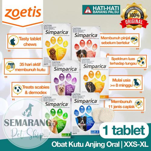 Jual SIMPARICA Obat Kutu/Demodex/Scabies Anjing Oral 1 Tablet | Demodex ...