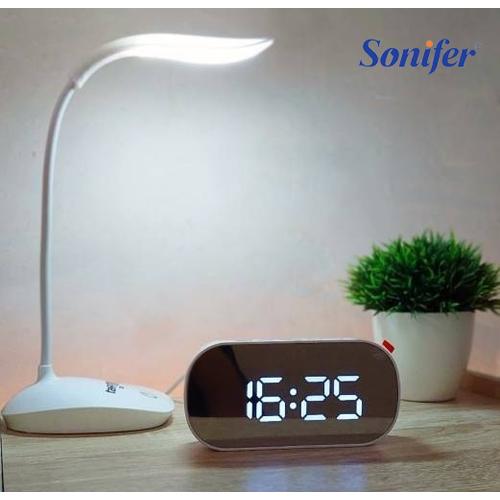 Promo Jam Meja Digital SONIFER Alarm LED Mirror Clock - Putih-Hitam ...