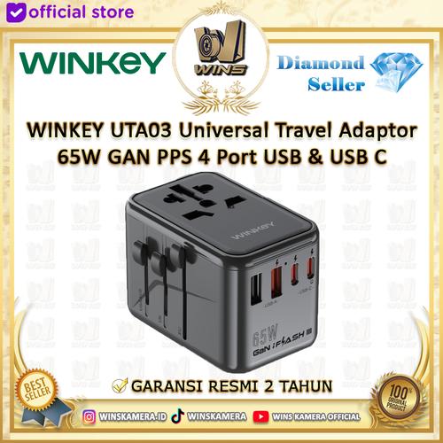 Promo WINKEY UTA03 Universal Travel Adaptor 65W GAN PPS 4 Port USB ...