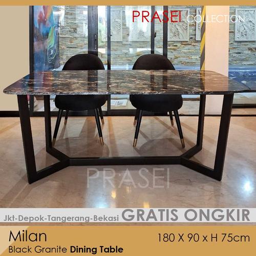 Jual MILAN - Black Granite Dining Table Meja Makan Granit Hitam Kaki ...