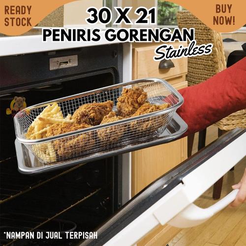 Jual Peniris gorengan 30x21 nampan gorengan stainless tanpa gagang ...