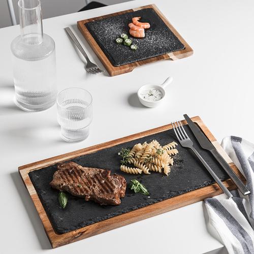 Jual Marble Doff Wood Steak Plate / Zeth Black Rectangular Tray A60 ...