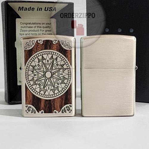 Jual Zippo Original Compass Wood Engraving Silver Japan Finish ...