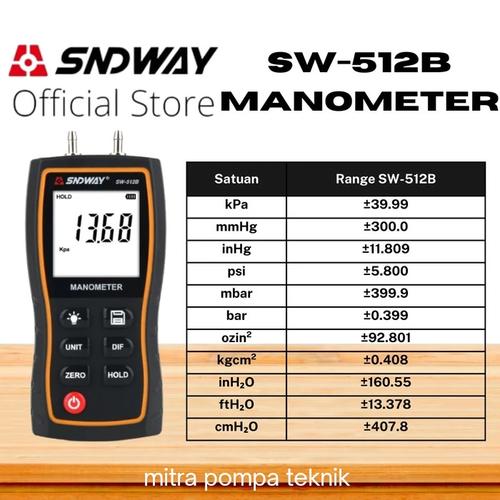 Jual SNDWAY SW-512B Digital Manometer Air Pressure Tekanan Udara ...