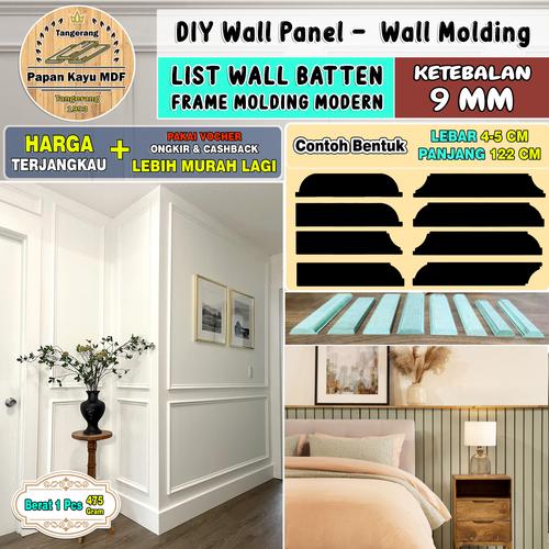 Jual Lis Kayu Wall Moulding Dinding Lebar 4 - 5 Cm HMR ( MDF HIJAU ...