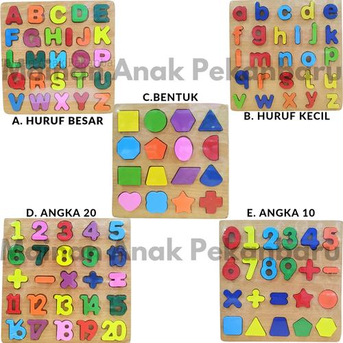 Jual Puzzle Kayu Chunky Abjad Huruf Besar Kecil Angka Bentuk - B. Huruf ...