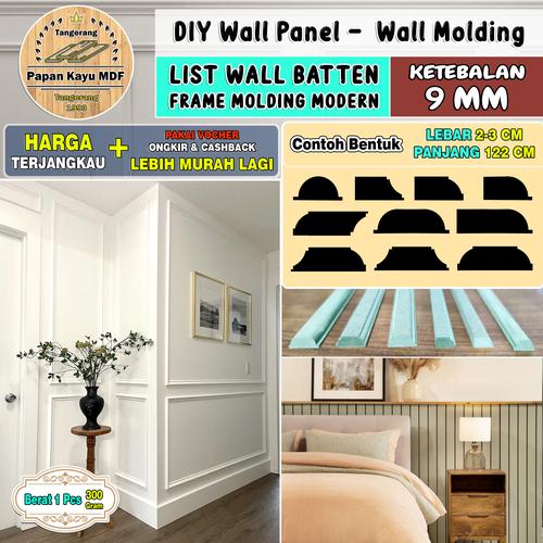 Jual Lis Kayu Wall Moulding Dinding Lebar 2 - 3 Cm HMR ( MDF HIJAU ...