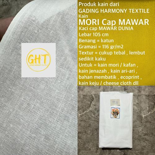 Jual ( per 1 roll ) kain MORI Cap MAWAR kaci mawar dunia lebar 105 cm ...
