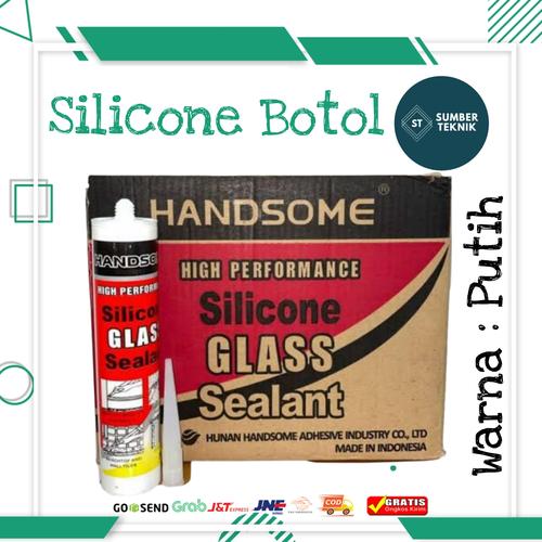 Jual HANDSOME Lem Kaca Putih White Sealant Sealan Silikon 300 ml - Kota ...