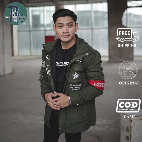 Promo Jacket Parka Army Korea Pria | Jaket Parka Bordir Canvas Hijau ...