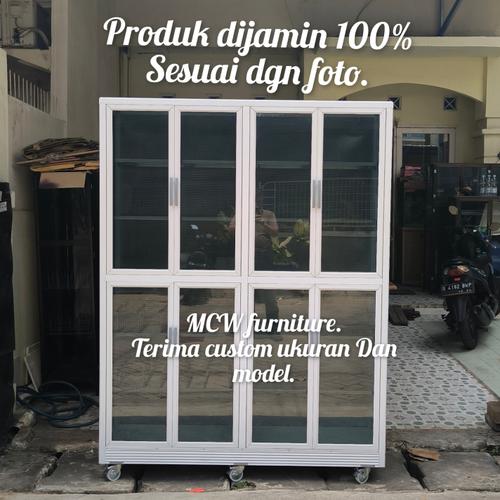 Jual RAK PIRING BESAR ALUMINIUM TEBAL/RAK PIRING 4 PINTU ALU COKLAT ...