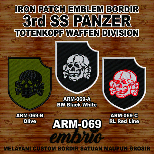 Jual ARM-069 Patch 3rd SS Panzer Totenkopf Division Tropical Skull Schutzstaffel Waffen Germany ...