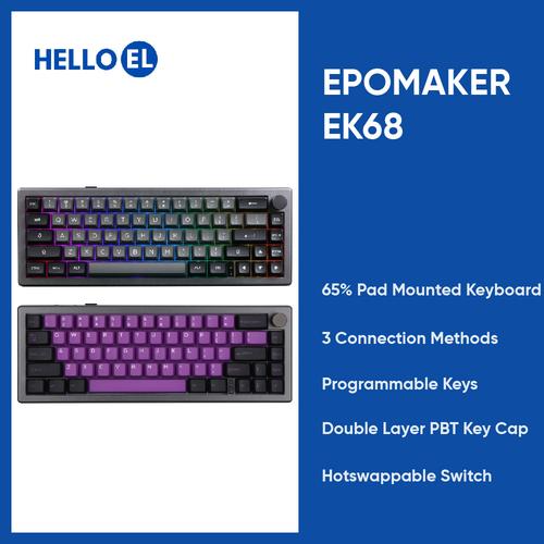 Jual EPOMAKER EK68 65% Pad Mounted Knob Programmable Key Wireless ...