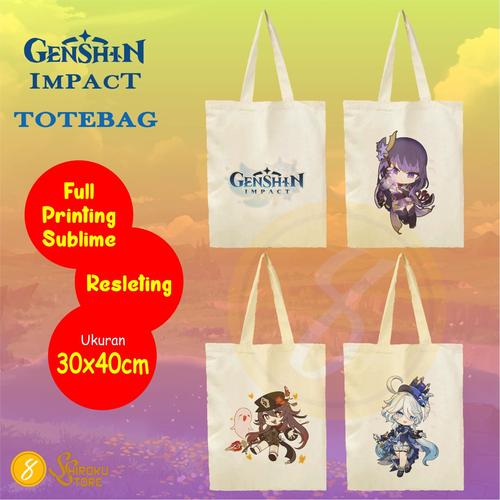 Jual Totebag Genshin Impact Tas Belanja Tote Anime Chibi Game Shopping ...