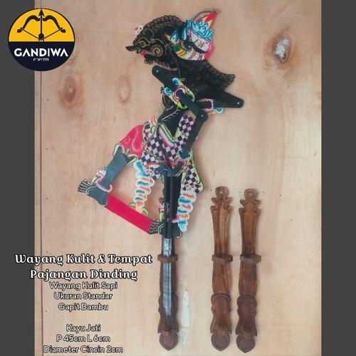 Jual wayang kulit Bratasena dan tempat pajangan dinding (satu set ...