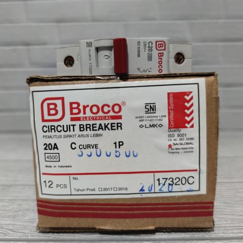 Jual MCB BROCO 20A C20 20 AMPERE 1P 17320C MINI CIRCUIT BREAKER - Kota ...