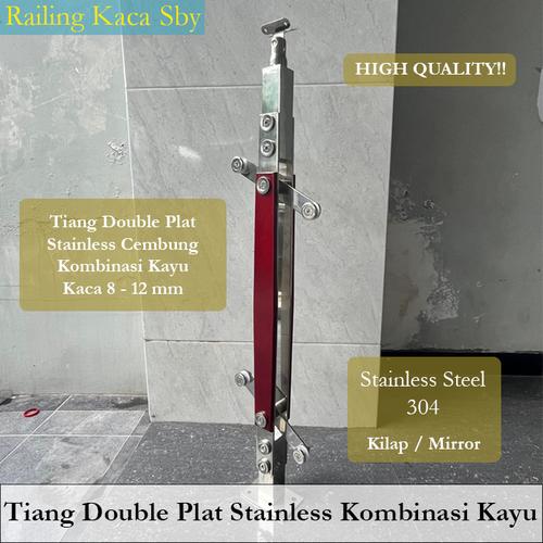 Jual TIANG RAILING KACA DOUBLE PLAT STAINLESS KOMBINASI KAYU MODEL ...