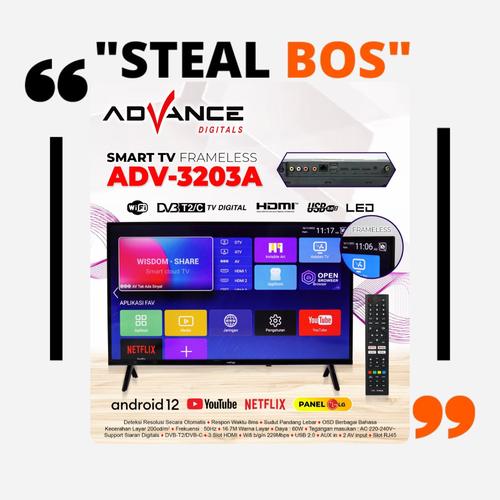Jual advance led 32 inch HD smart tv android 12 framless design ADV ...