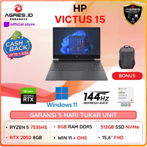 Promo HP VICTUS 15 RYZEN RTX2050 4GB/5 7535HS 8gb 512ssd W11+OHS FHD ...