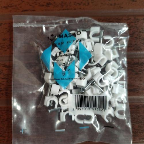 Jual klem kabel masko supra 6mm paku beton klip kabel cable clips 6 mm ...
