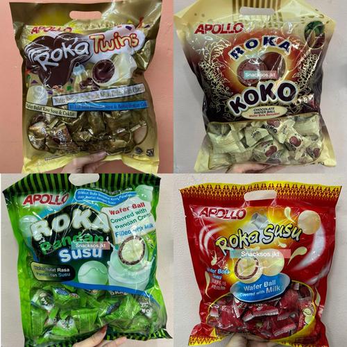 Jual APOLLO ROKA TWINS / ROKA KOKO / ROKA PANDAN SUSU WAFER BALL MILK ...