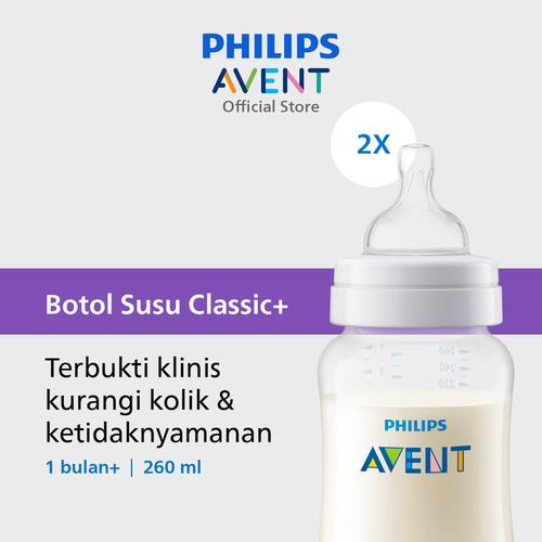 Jual Philips Avent Clas+ Baby 2 Pcs 260ml Slow Flow 1m+ SCF563/27 Putih ...