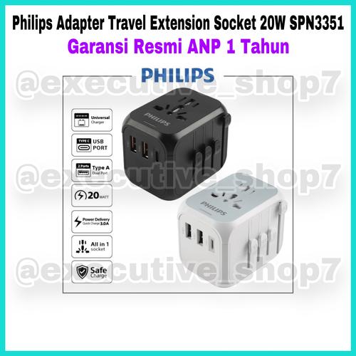 Jual Philips Adapter Travel Extension Socket 20W SPN3351 - Garansi ...