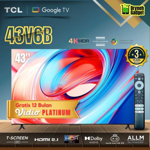 Jual TCL 43V6B 4K UHD Smart Android Google TV 43" T-SCREEN Dolby Audio ...