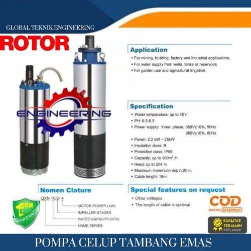 Jual Pompa Celup Submersible Rotor QXN 12.5/4-5.5 7,5HP Pompa Tambang ...
