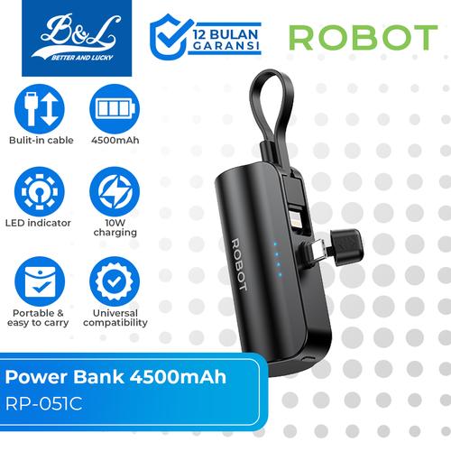 Jual ROBOT RP-051C Power Bank Mini 4500mAh Port Type-C Built-in Cable ...