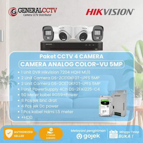 Promo Paket CCTV Hikvision 4 Camera 5MP Color-VU Audio Camera ANALOG MURAH - HDD+2TB Cicil 0% 3x ...