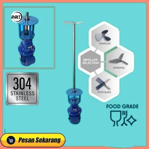 Jual Agitator Mixer Kimia SS304 0.75KW 1HP 3 Phase 2 Pole With Gearbox ...