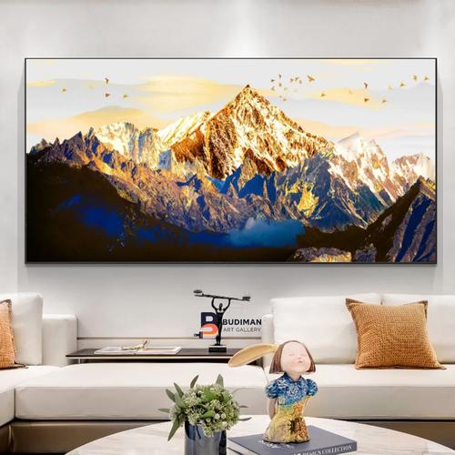 Jual BAGallery - Lukisan Abstrak Gunung Emas dan Biru 120cm x 60cm ...