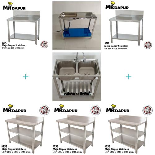 Jual Paket 2 Meja kompor, 3 Meja kerja, 1 Double Sink, 1 Single Sink ...