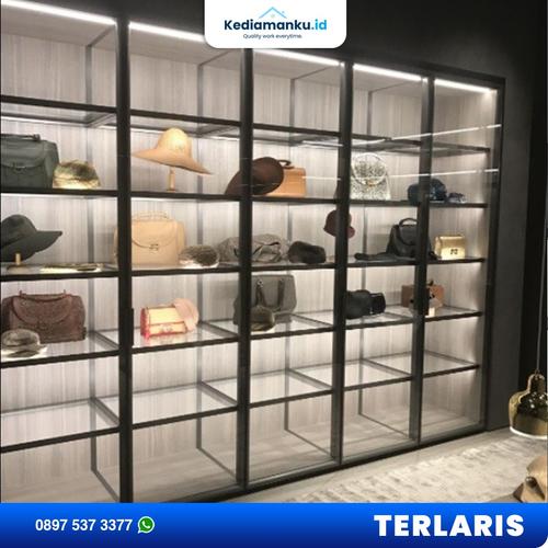 Jual Lemari Tas Mewah Rak - Etalase Aluminium Lampu Led Geser Mewah ...