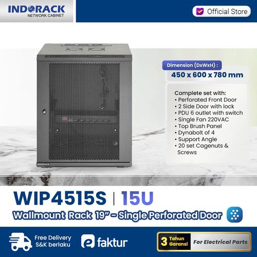 Promo Indorack WIP4515S Wallmount Rack 15U Depth 450mm Single ...