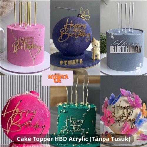 Jual CTA41 Cake Topper Acrylic Huruf Tanpa Tusuk Happy Birthday Gold ...