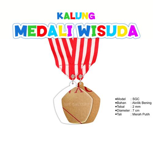 Jual Medali Akrilik Murah (SGC + TALI) Model SEGI 5 CEMBUNG Tali Merah ...